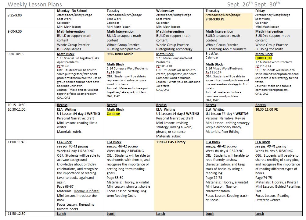 10 Lesson Plans With Standards Template Free Download